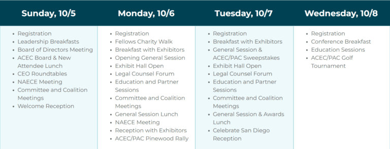 Schedule & Events - ACEC - 2025 Fall Conference